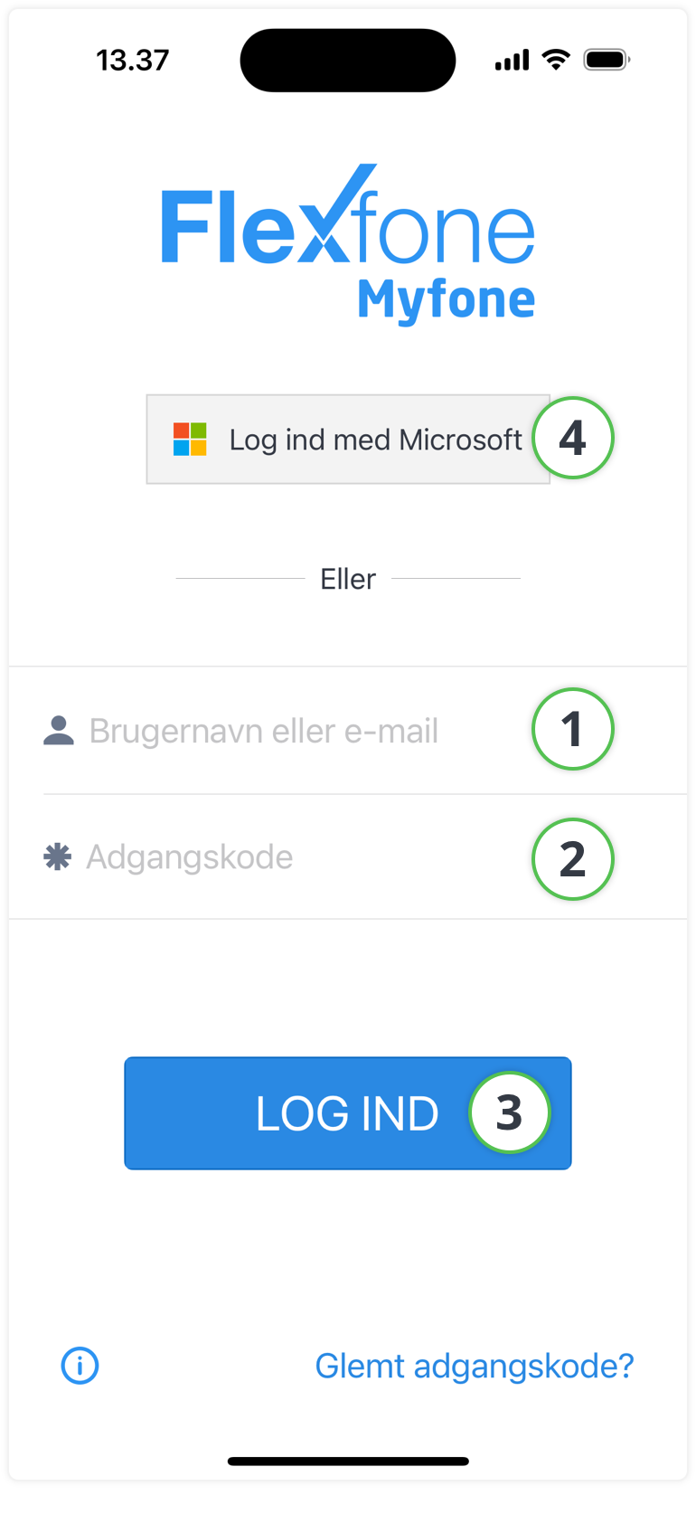 Login i Myfone-appen