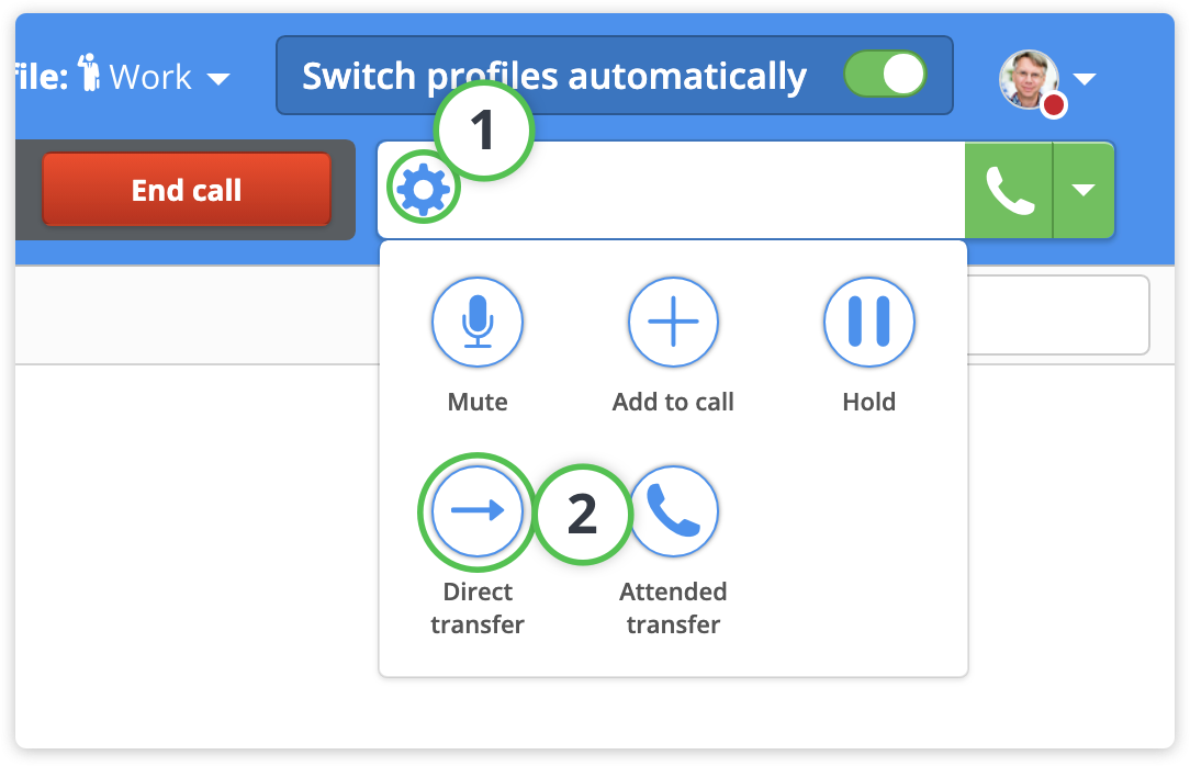 Direct transfer with softphone