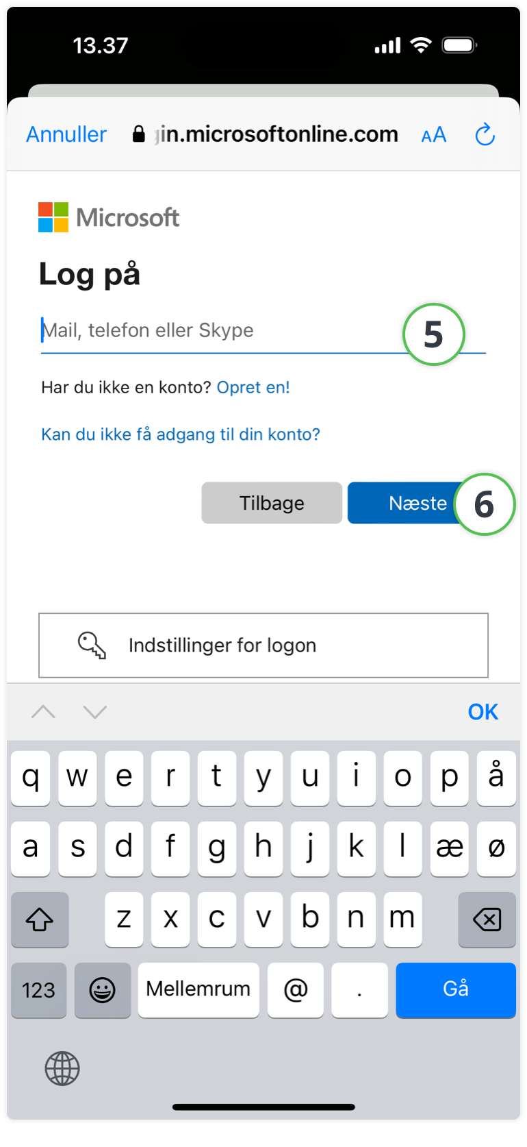 Login i Myfone-appen