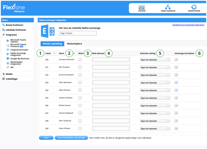 Common Exchange Integration in PBXAdmin